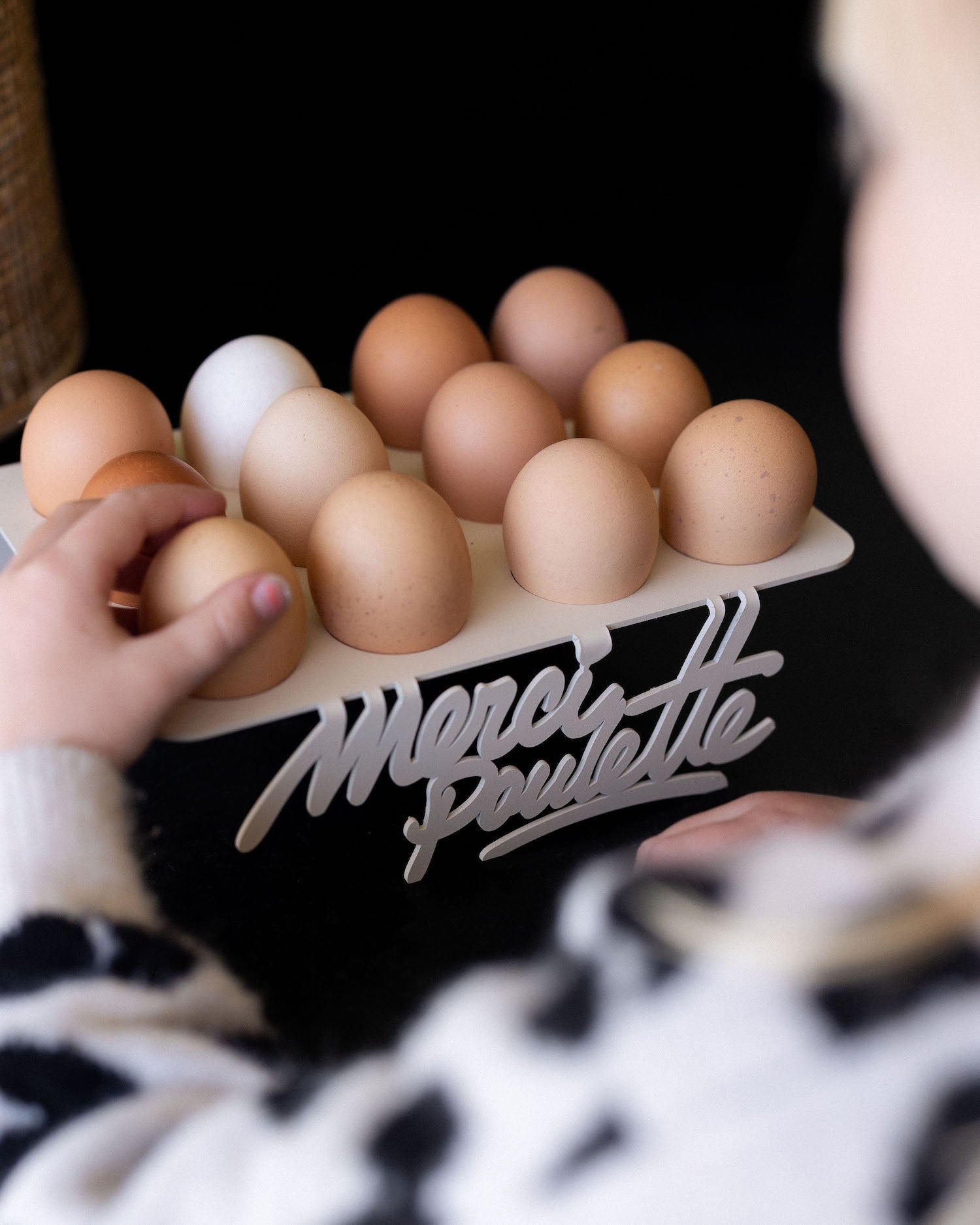 SUPPORT OEUFS "MERCI POULETTE"